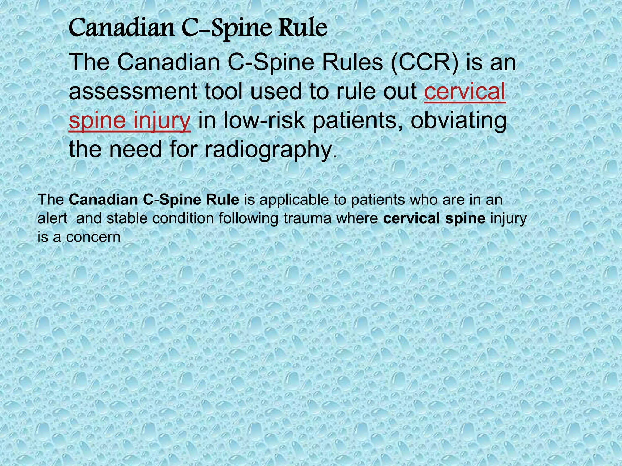 Canadian c spine rule- jabez | PPTX