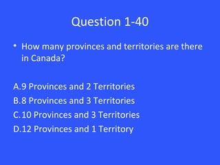 Canadian Citizenship Quiz | PPT | Law