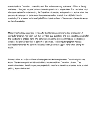 canadian citizenship test | PDF