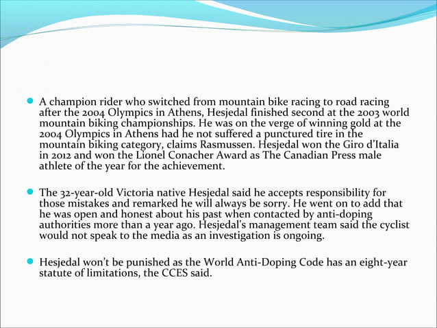 Canadian cyclist admits doping | PPT