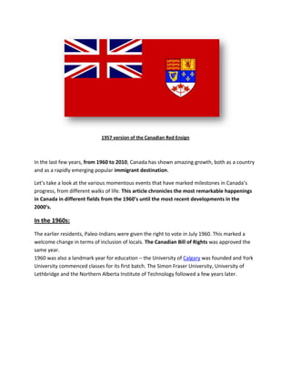 Canadian history – looking back at the last fifty years | DOCX