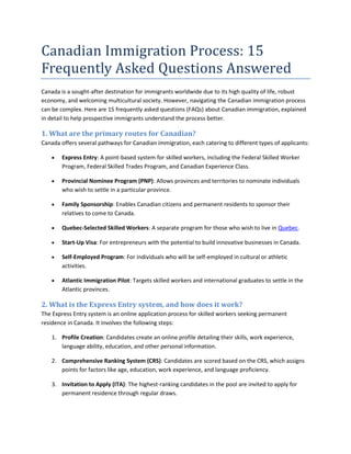 Canadian Immigration Process 15 Frequently Asked Questions Answered.docx