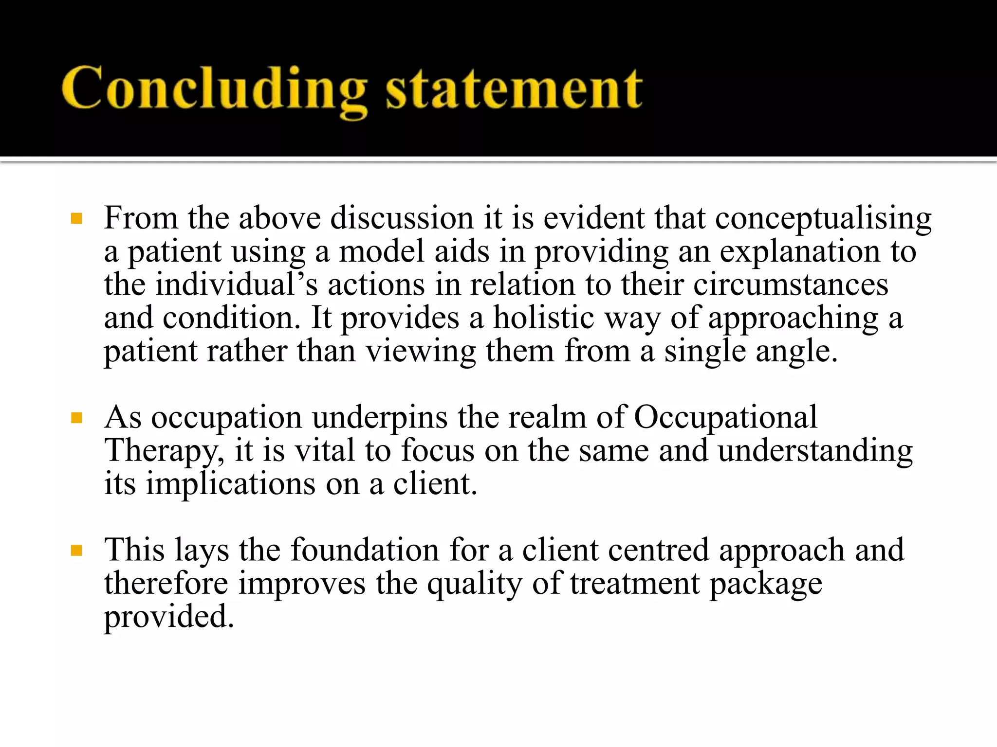 Canadian model of occupational performance and engagement | PPTX