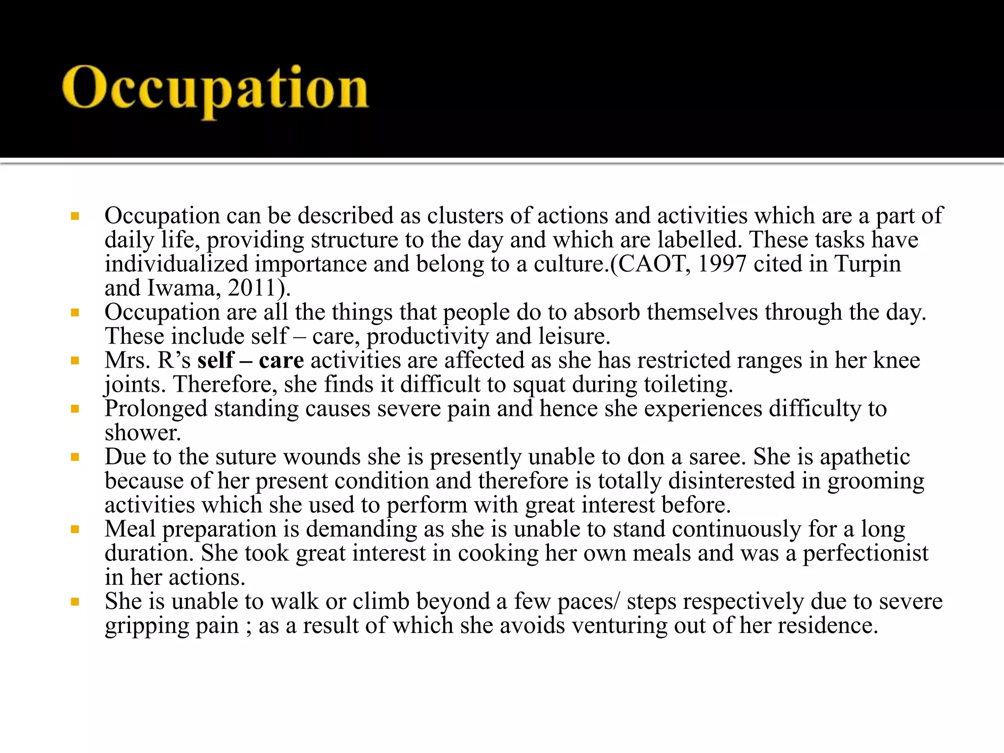 Canadian model of occupational performance and engagement | PPTX