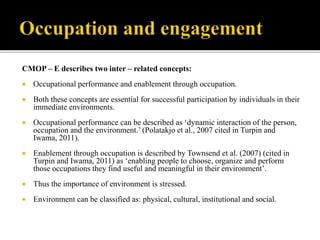 Canadian model of occupational performance and engagement | PPTX