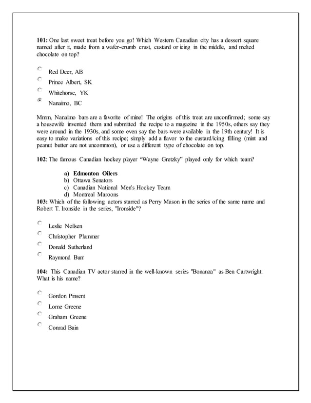 Canadian pub trivia night | PDF