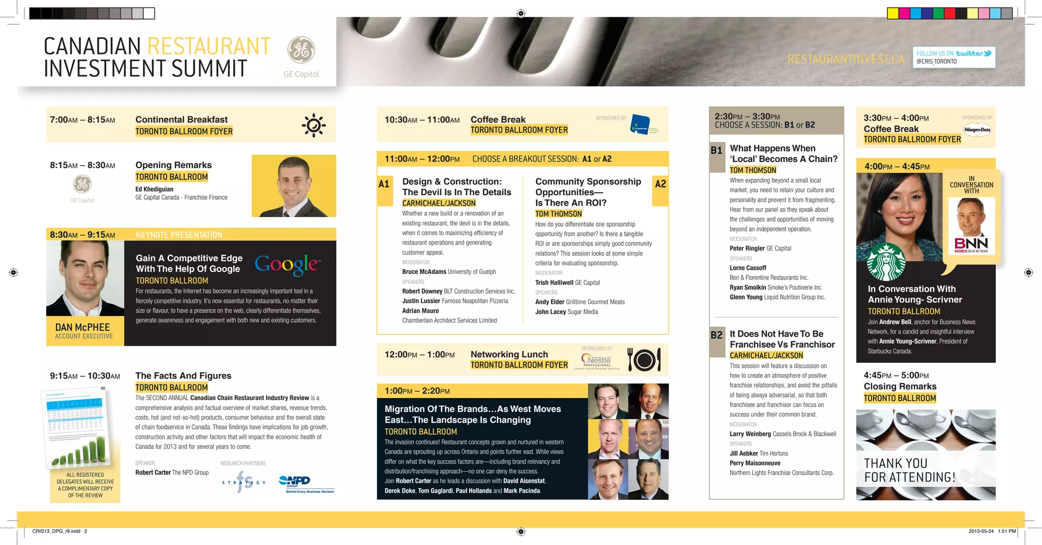 2013 Canadian Restaurant Investment Summit- brochure | PPT