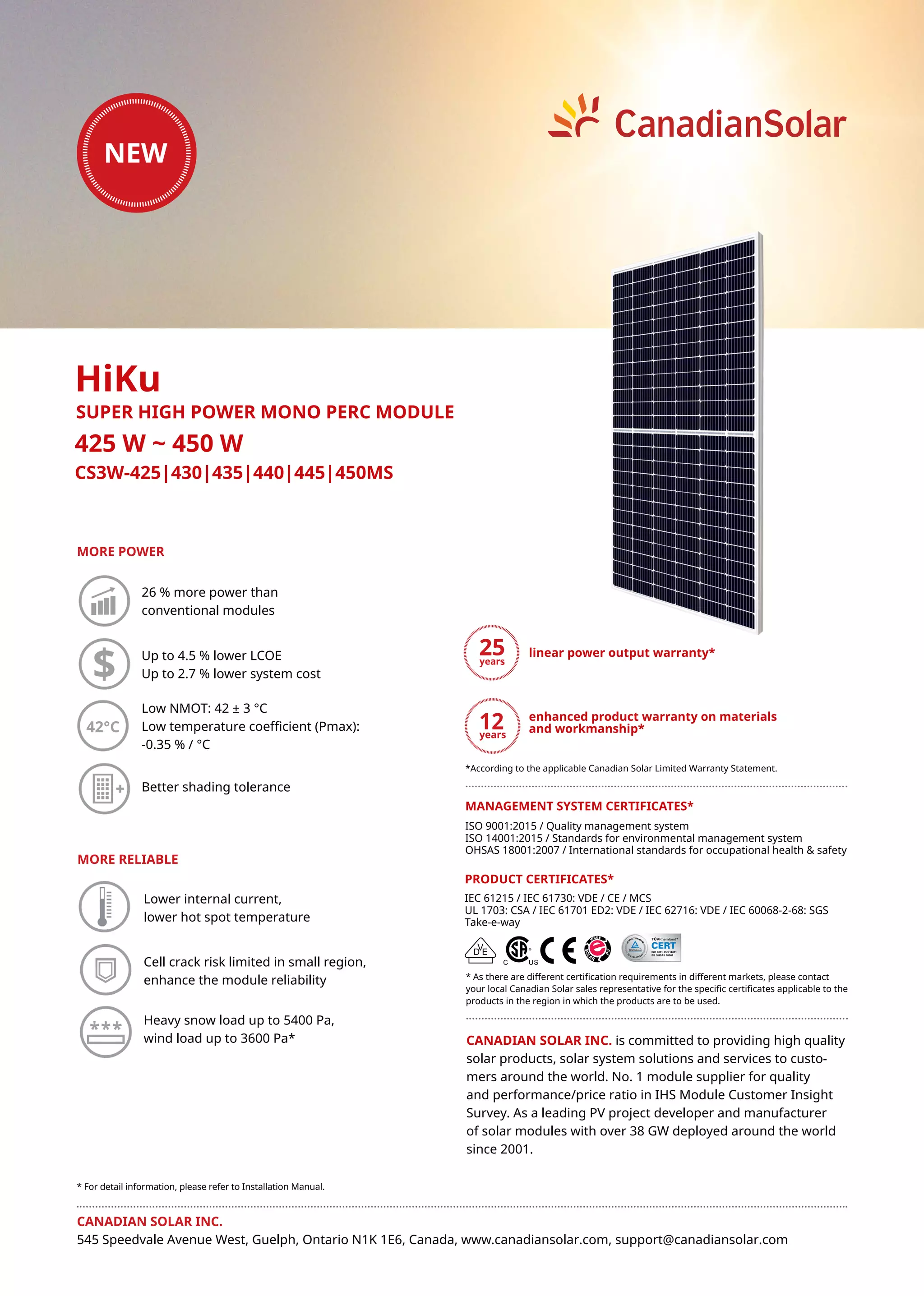 Canadian solar HiKU CS3W-440 | PDF