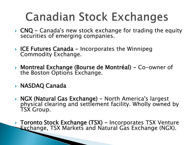 Canadian stock markets | PPT