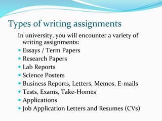 Canadian university writing | PPT