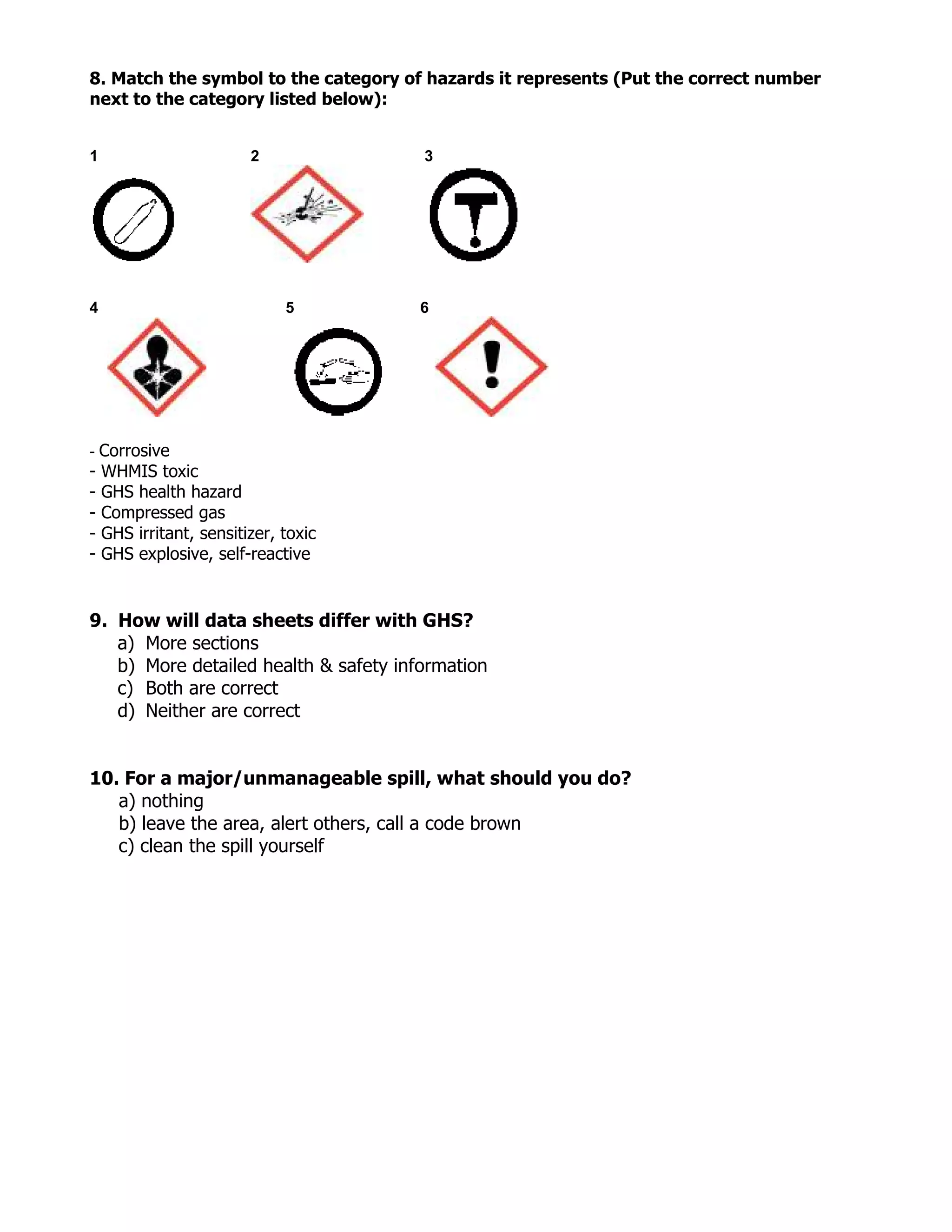 Canadian whmis ghs quiz_2015 | PDF