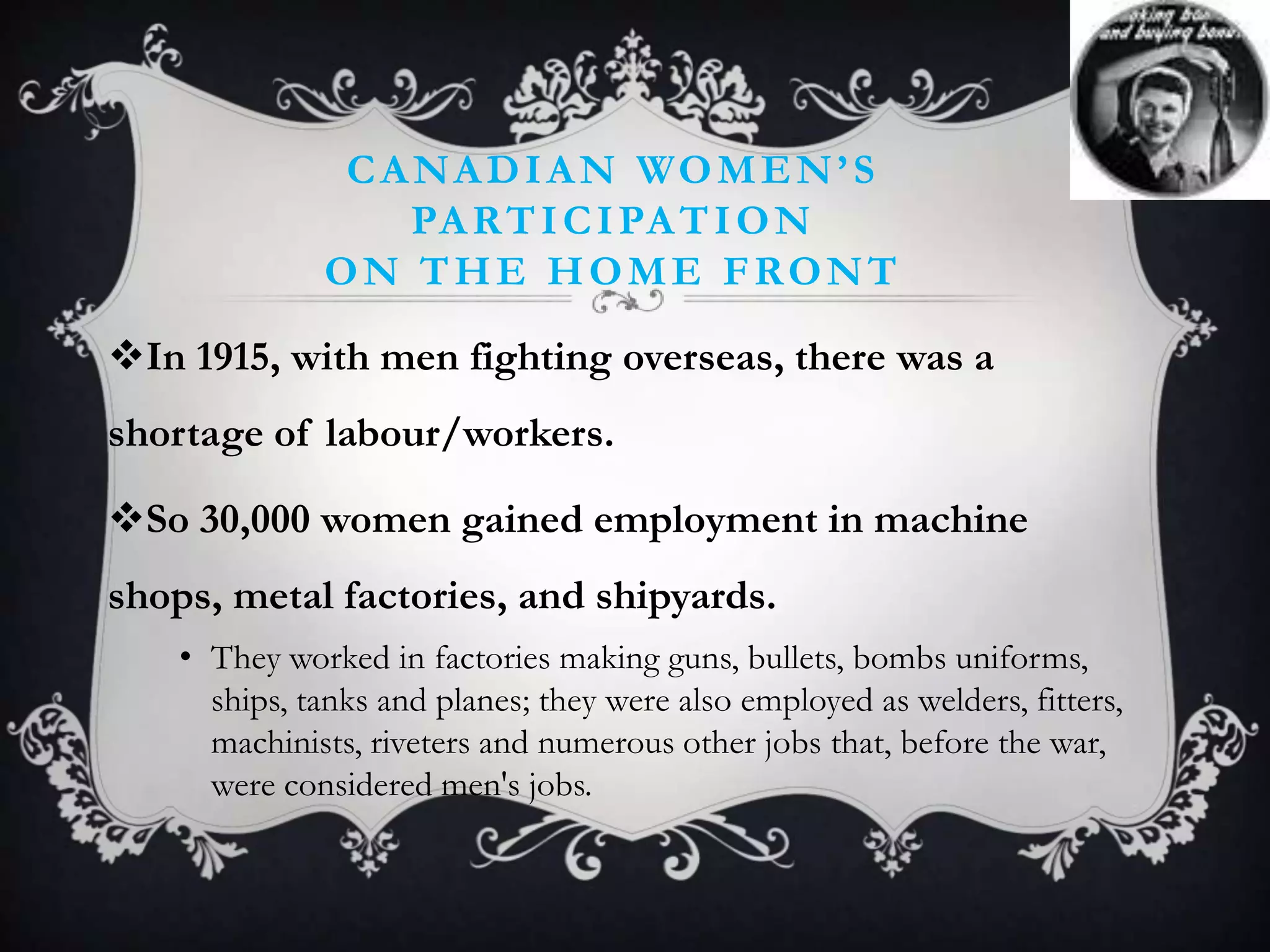 Canadian women in wwi | PPTX