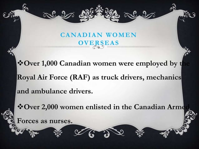 Canadian women in wwi | PPTX | Death, Injury, or Military Conflict ...