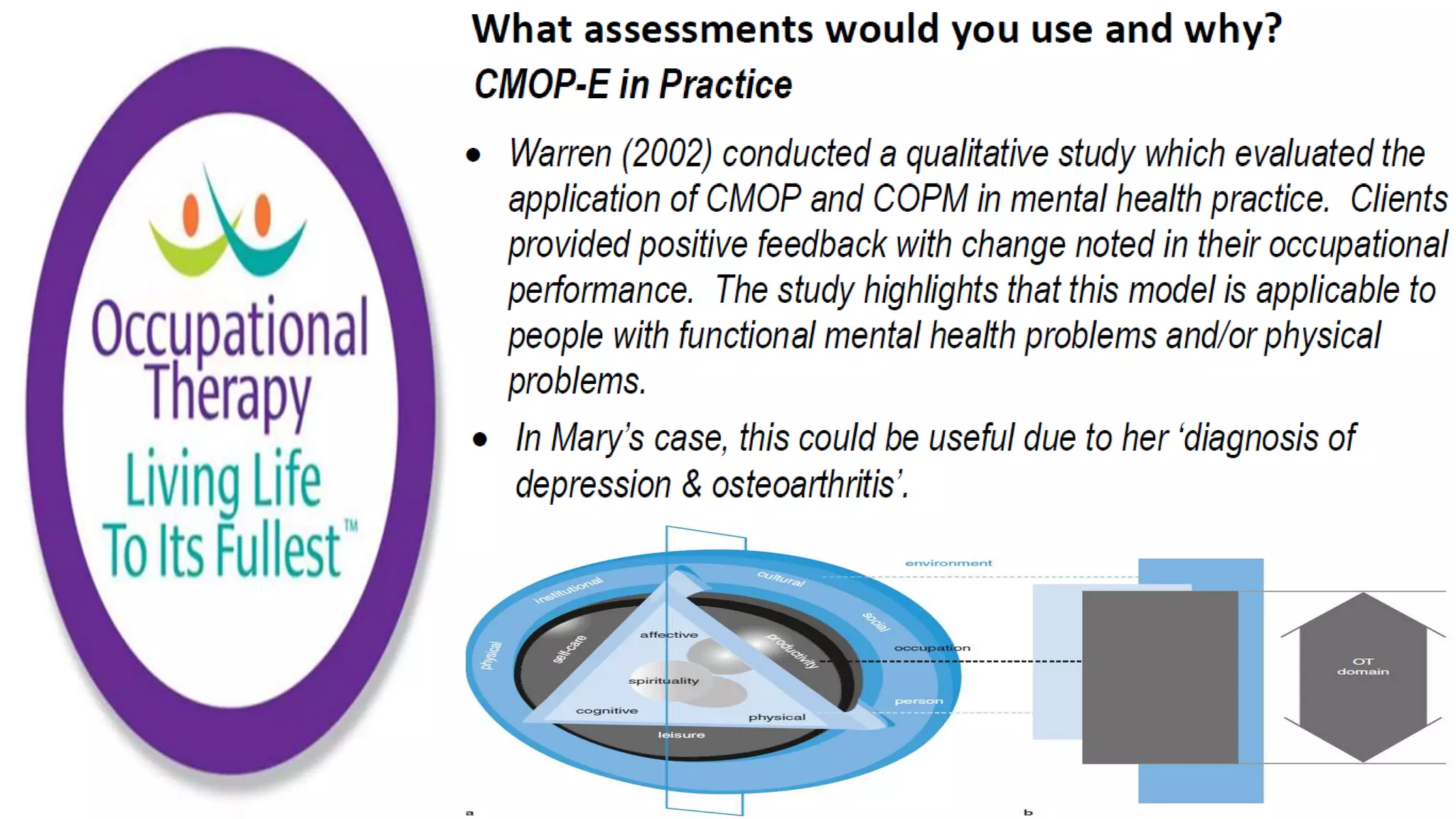 Canadian Model of Occupational Performance and Engagement Case Study | PPTX