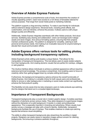 Can Adobe Express be used to make photo backgrounds transparent.docx