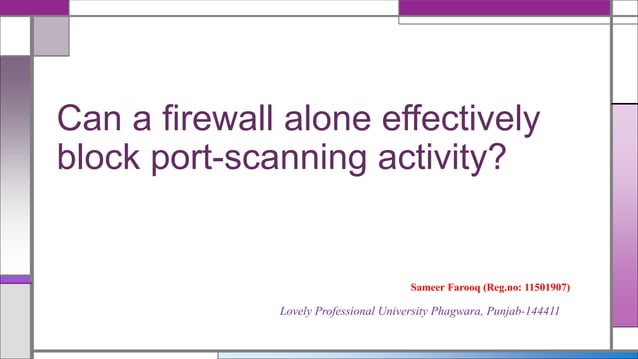 Can a firewall alone effectively block port scanning activity | PPT
