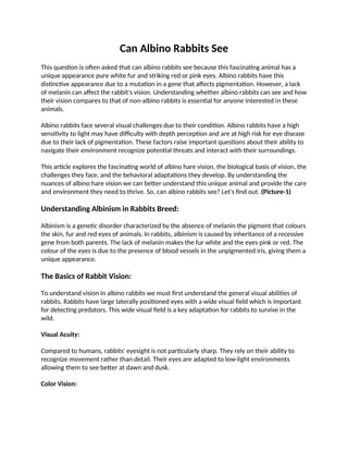 Can Albino Rabbits See: Basics of Rabbit Vision | PDF