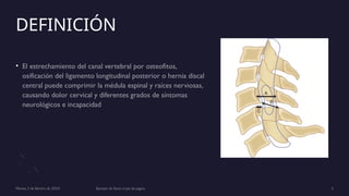 CANAL CERVICAL ESTRECHO EN COLUMNA ORTOPEDIA | PPTX