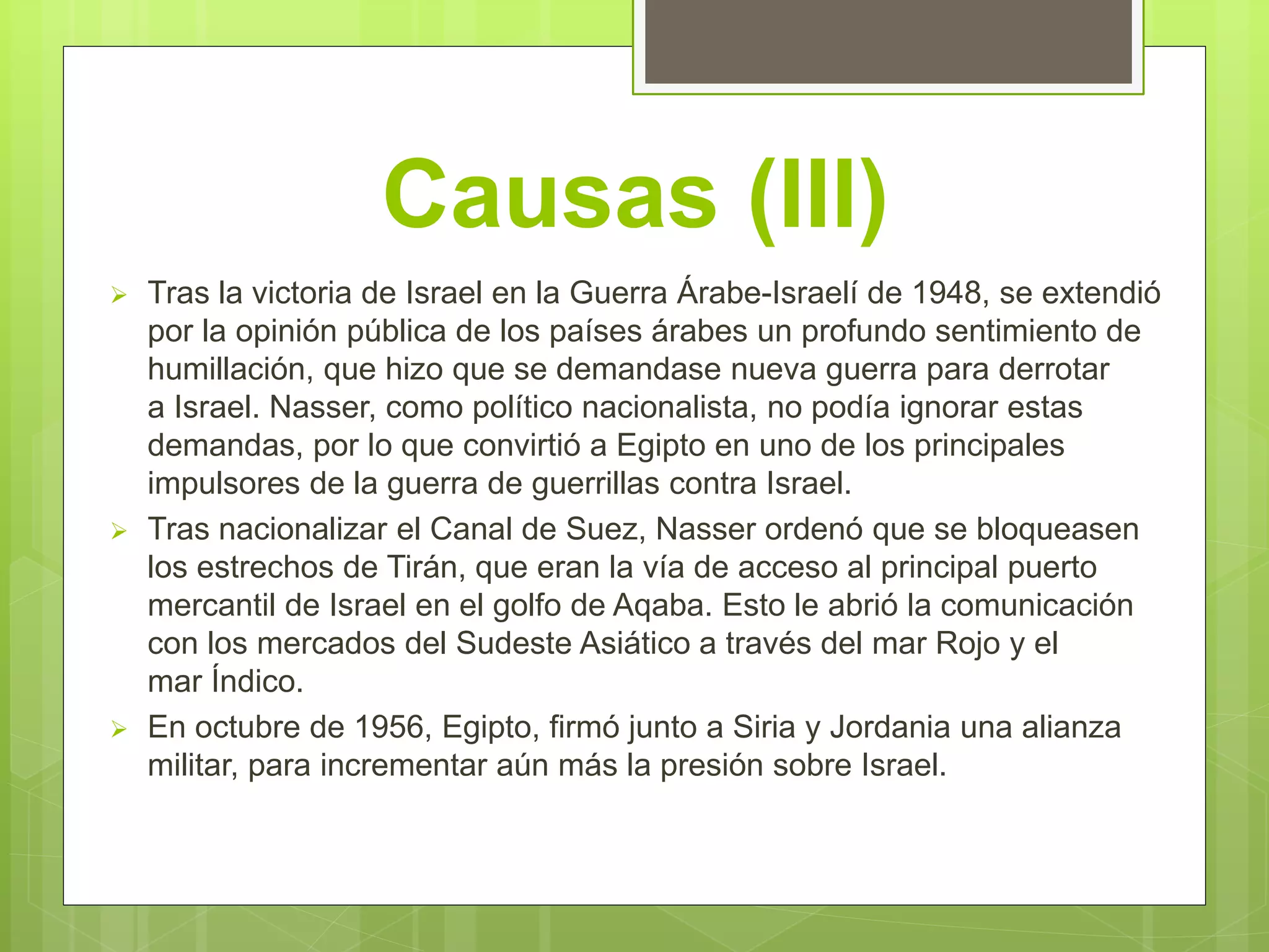 Canal de suez y conflicto arabe israeli | PPTX
