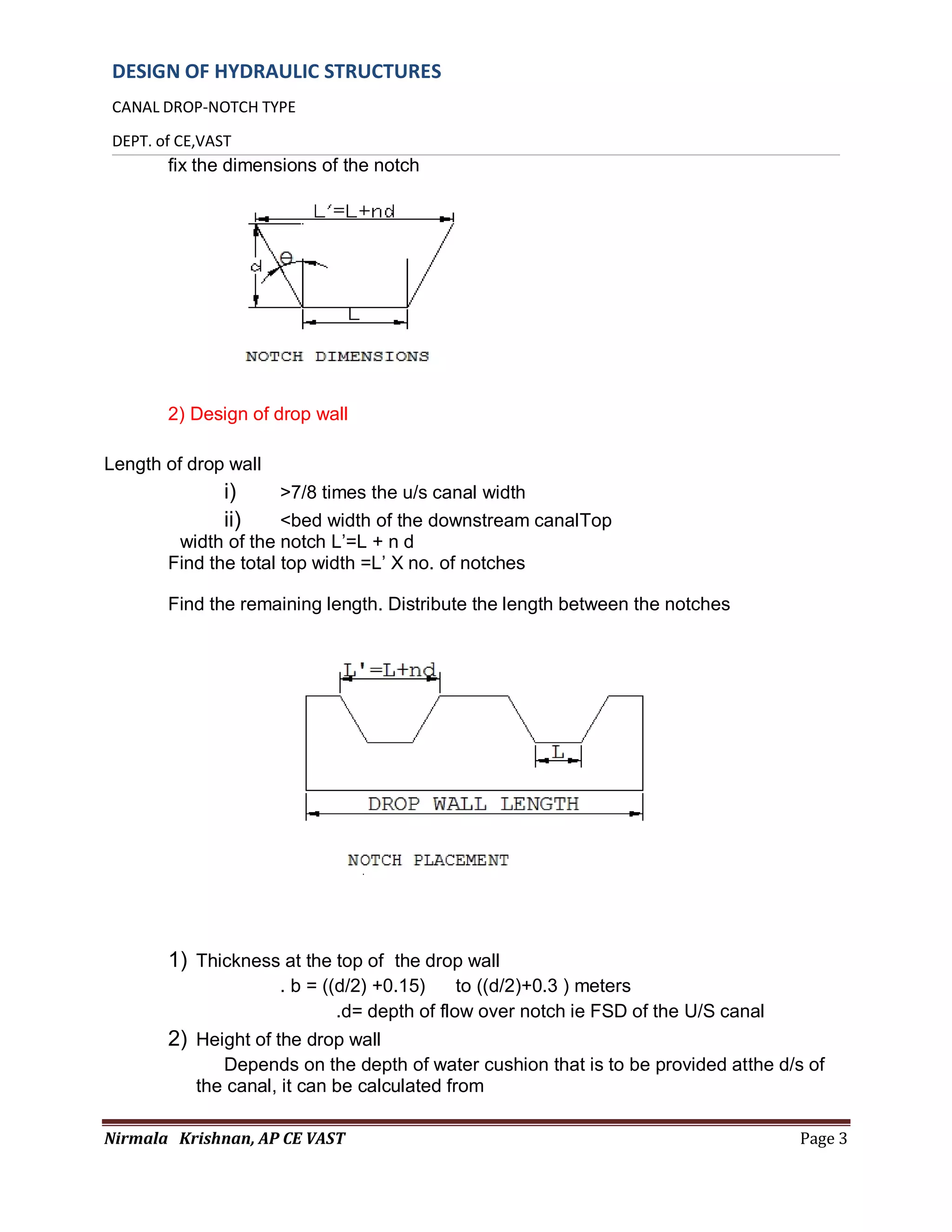 Canal drop notch type -design steps | PDF