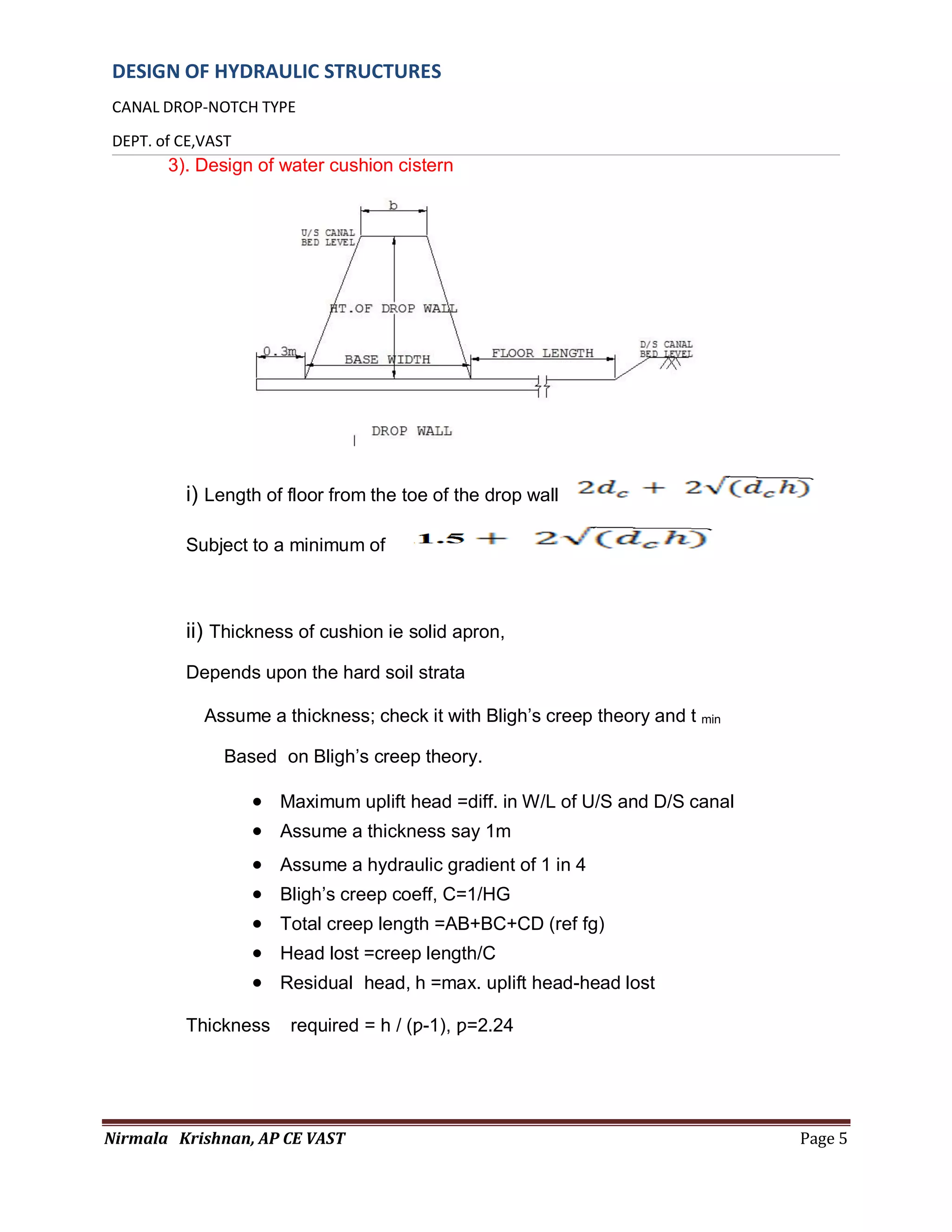 Canal drop notch type -design steps | PDF