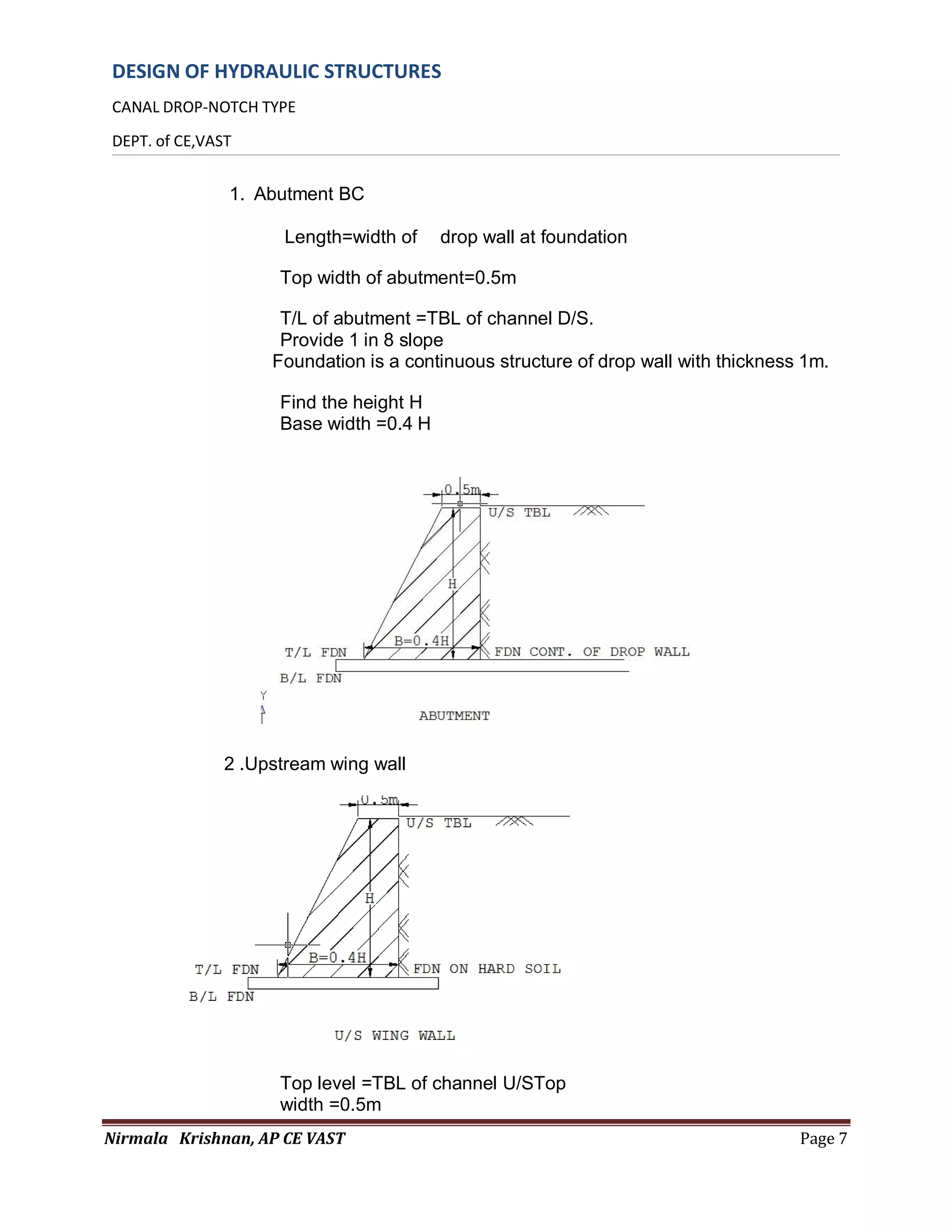 Canal drop notch type -design steps | PDF