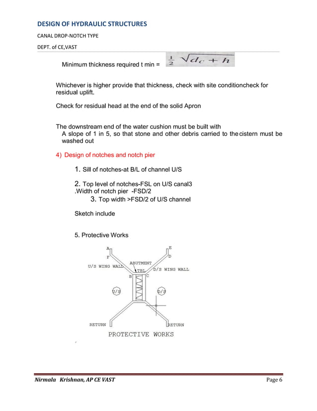 Canal drop notch type -design steps | PDF | Physics | Science