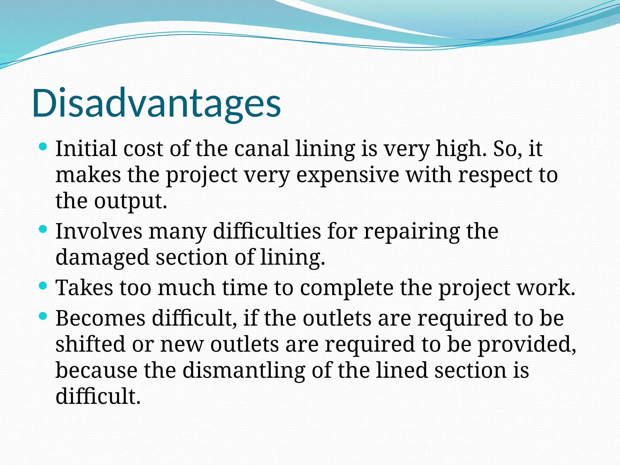 Canal lining defined in Irrigation Engineering | PPTX