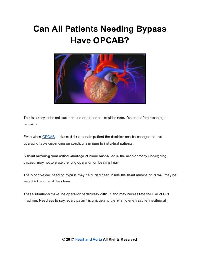 Can All Patients Needing Bypass Have OPCAB?