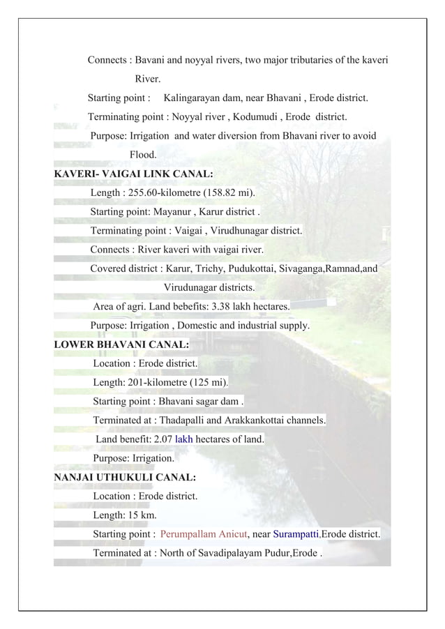 Canals in tamilnadu | PDF | Canoeing and Kayaking | Extreme Sports