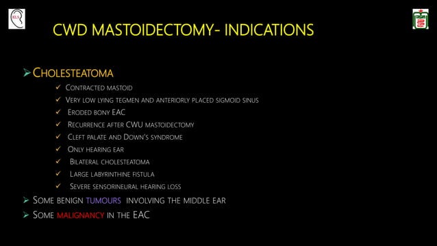 Canal Wall Down Mastoidectomy(MRM) | PPTX | Ear, Nose and Throat ...