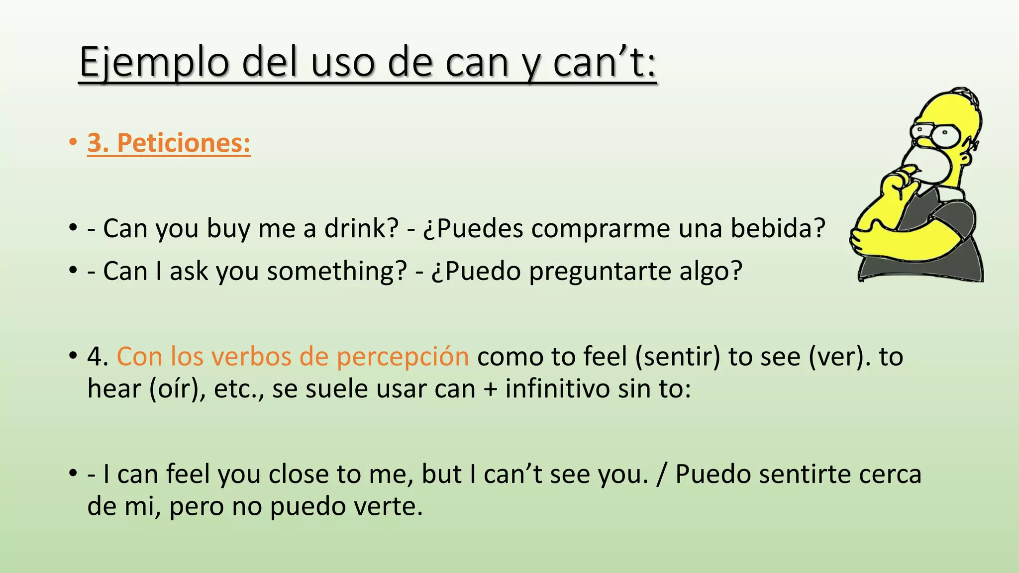El verbo Can ingles su uso y estructura. | PDF | Food & Drink