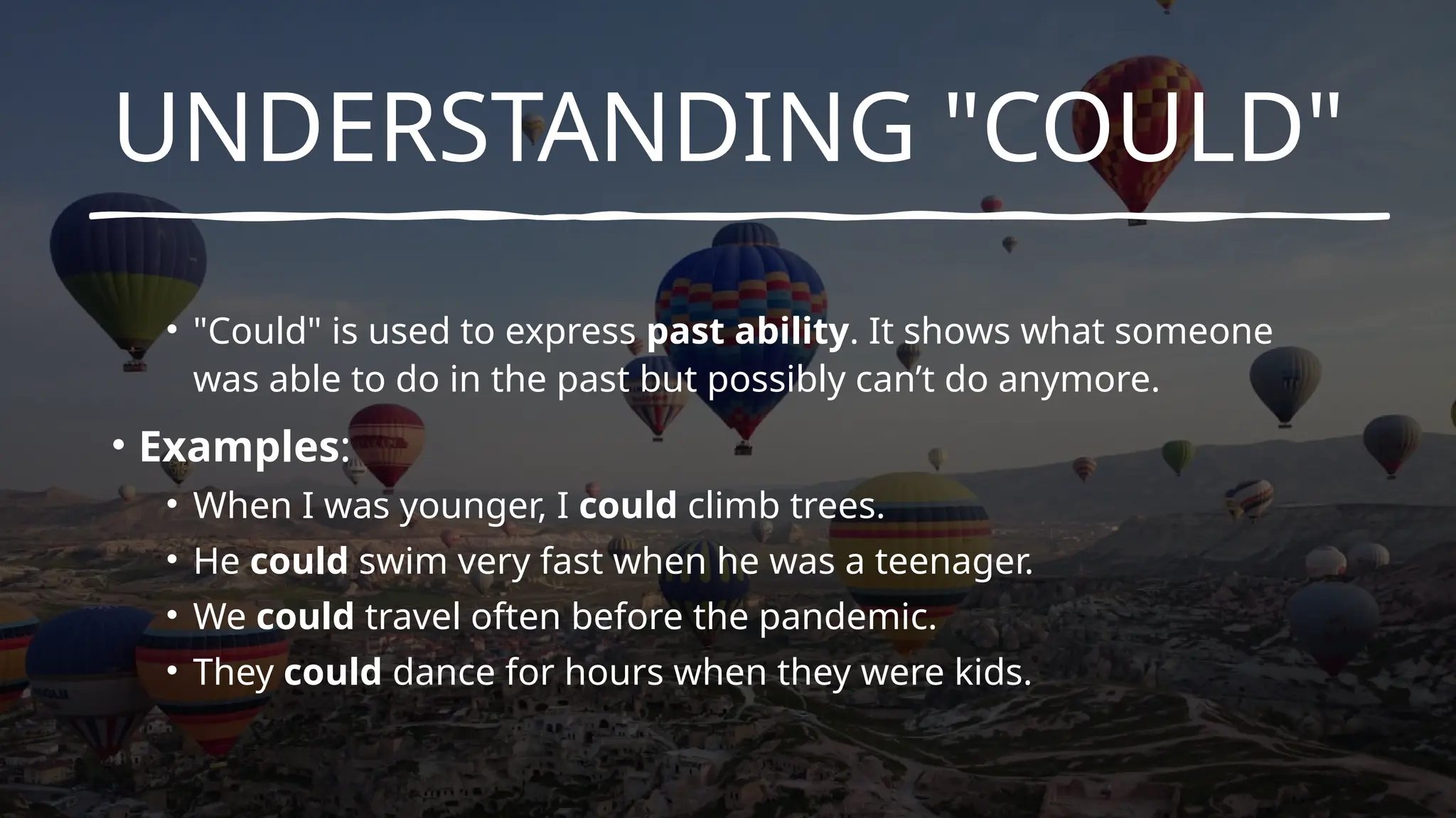 Can and could for past abilities explanationx | PPT