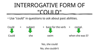 Can and could for past abilities explanationx | PPT