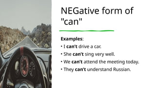 Can and could for past abilities explanationx | PPT