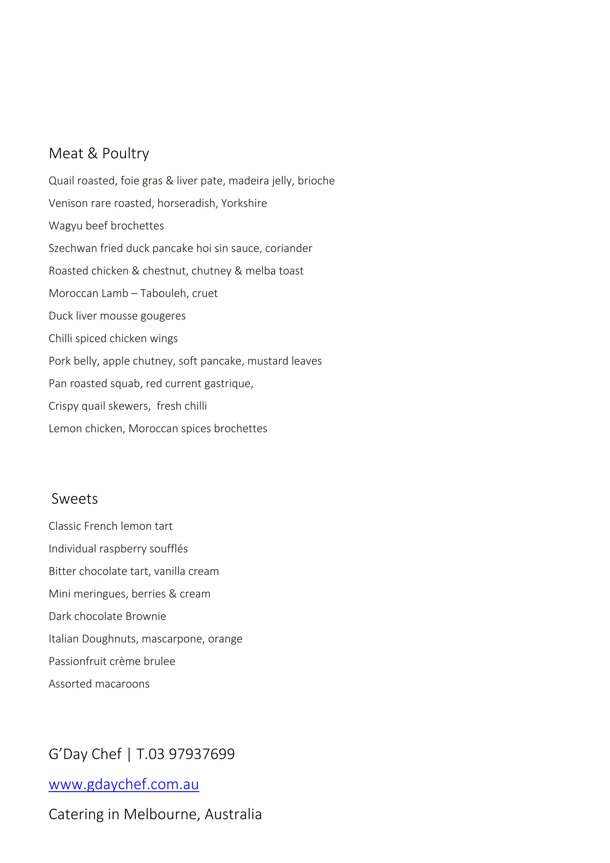Canapes menu new 2014 | PDF | Desserts and Baking | Food & Drink