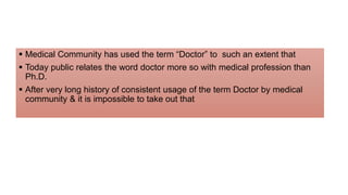 Can a physiotherapist use the title "Doctor"? | PPTX
