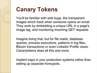 OpenCanary and Canary Tokens | PDF