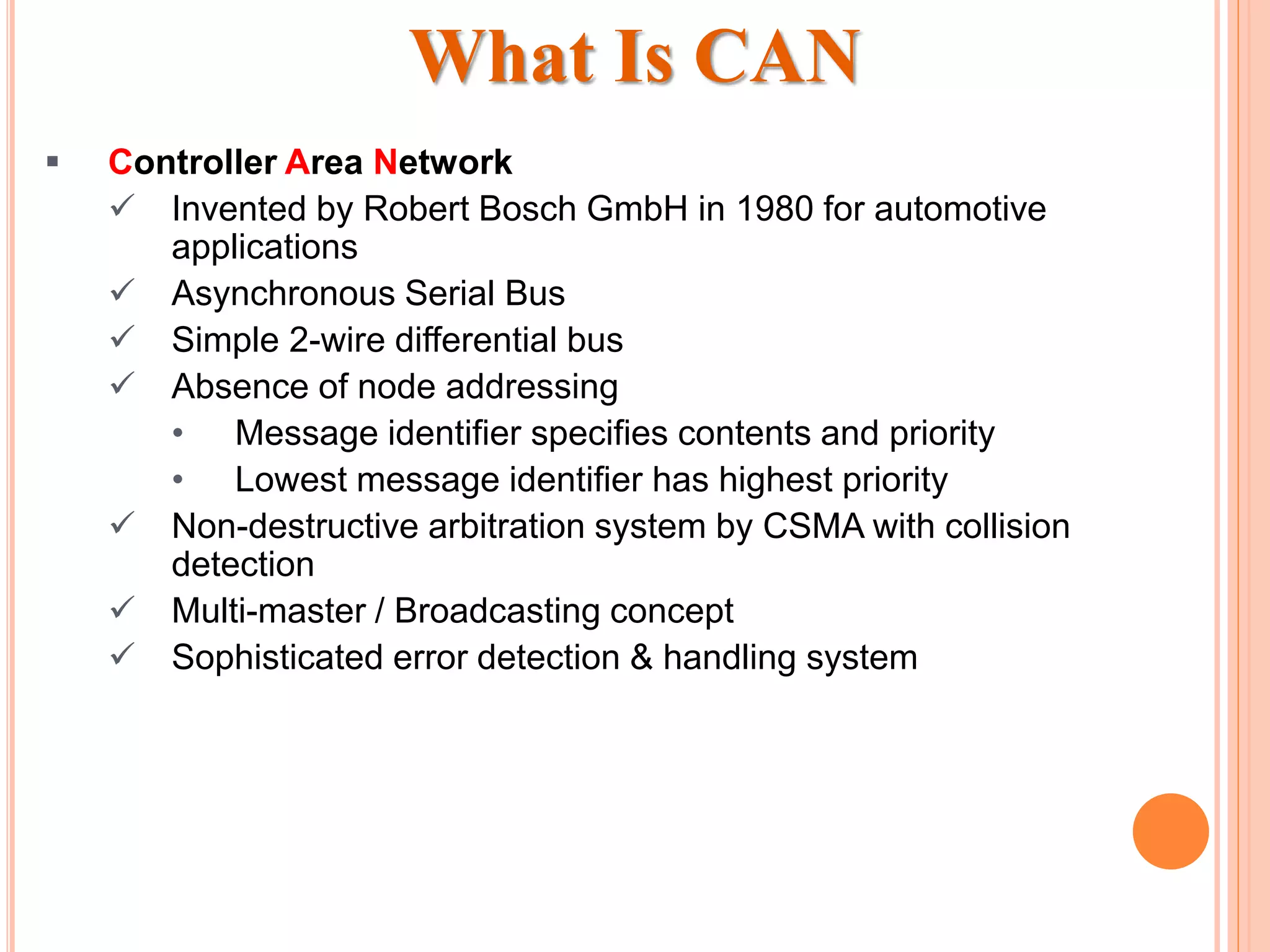 Control Area Network (CAN) based accident avoidance system | PPT
