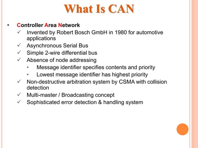Control Area Network (CAN) based accident avoidance system | PPT