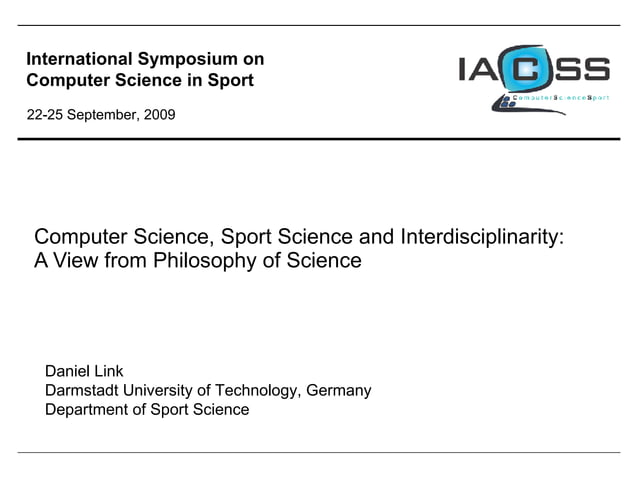 Computer Science, Sport Science and Interdisciplinarity | PPT