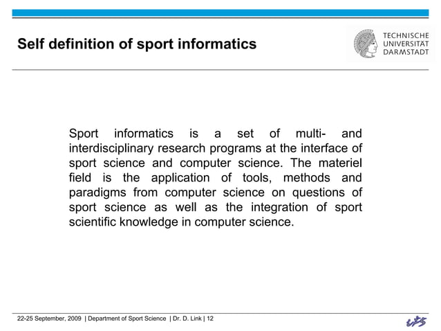 Computer Science, Sport Science and Interdisciplinarity | PPT