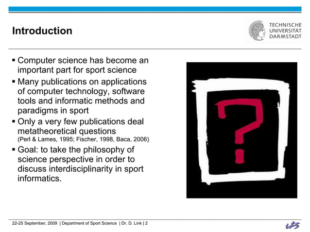 Computer Science, Sport Science and Interdisciplinarity | PPT
