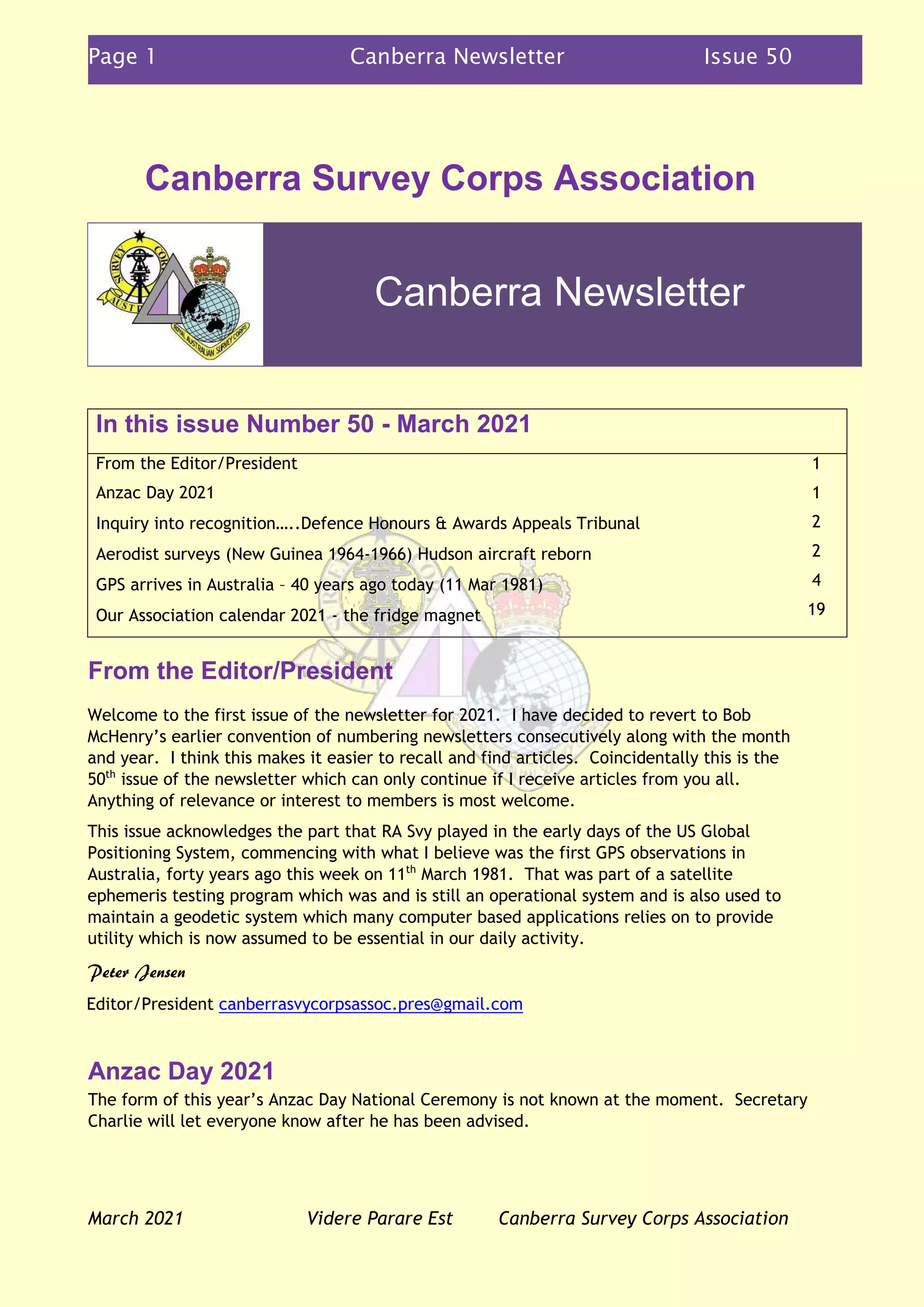 Canberra Survey Corps Assoc newsletter 50 | PDF