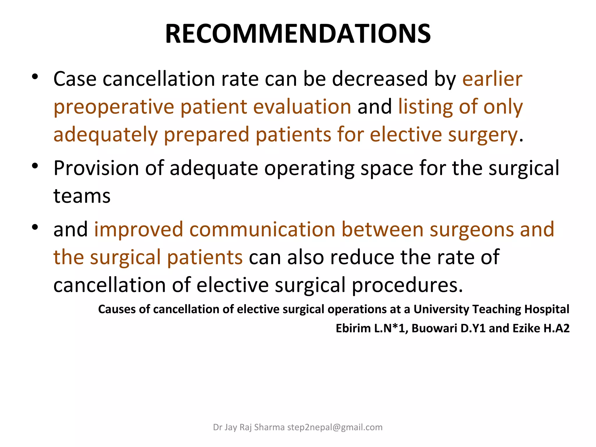 Cancellation of surgical case | PPT