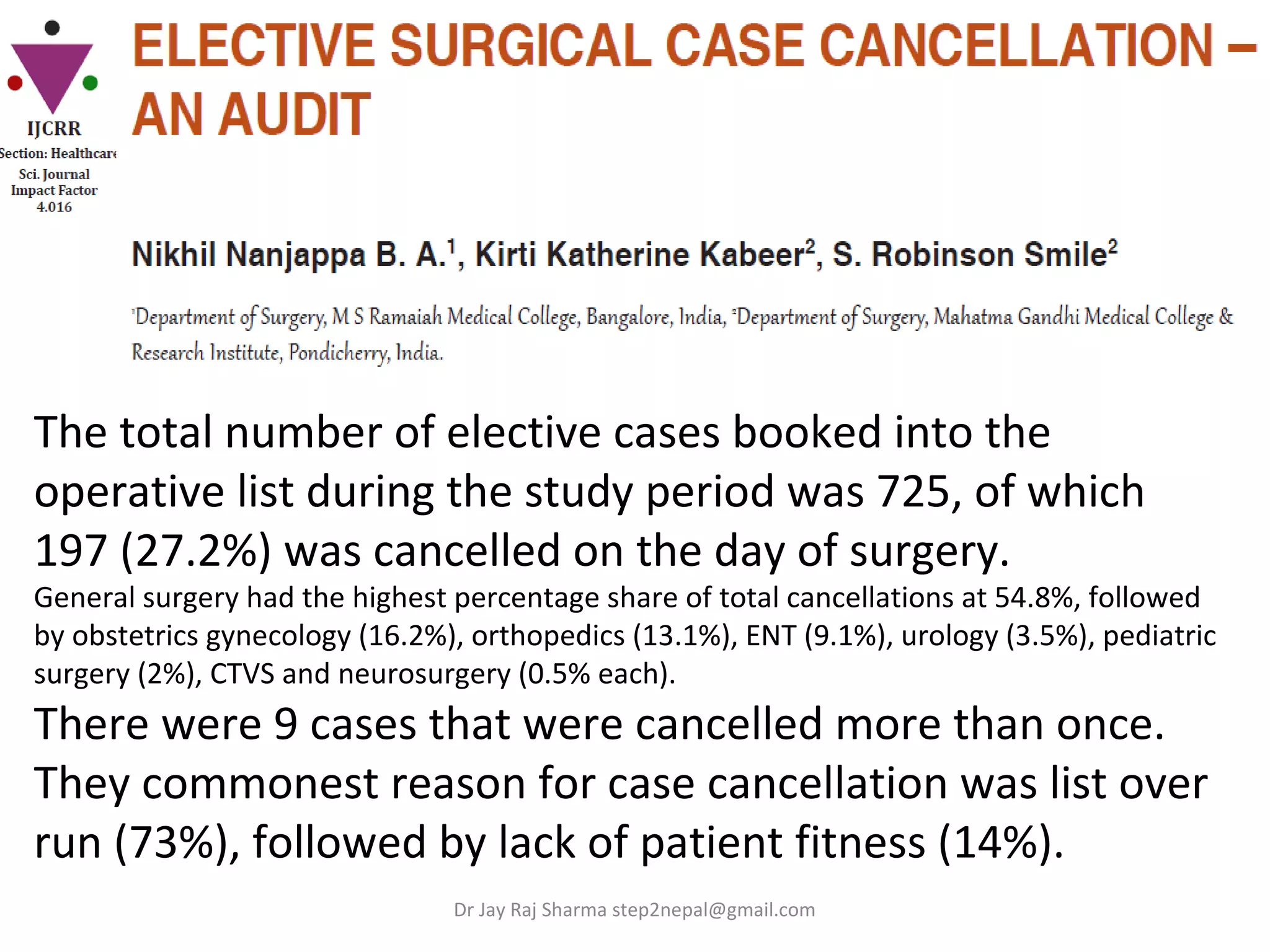 Cancellation of surgical case | PPT
