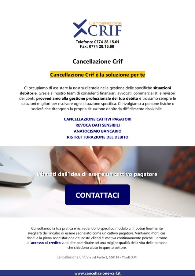 Cancellazione crif | PDF
