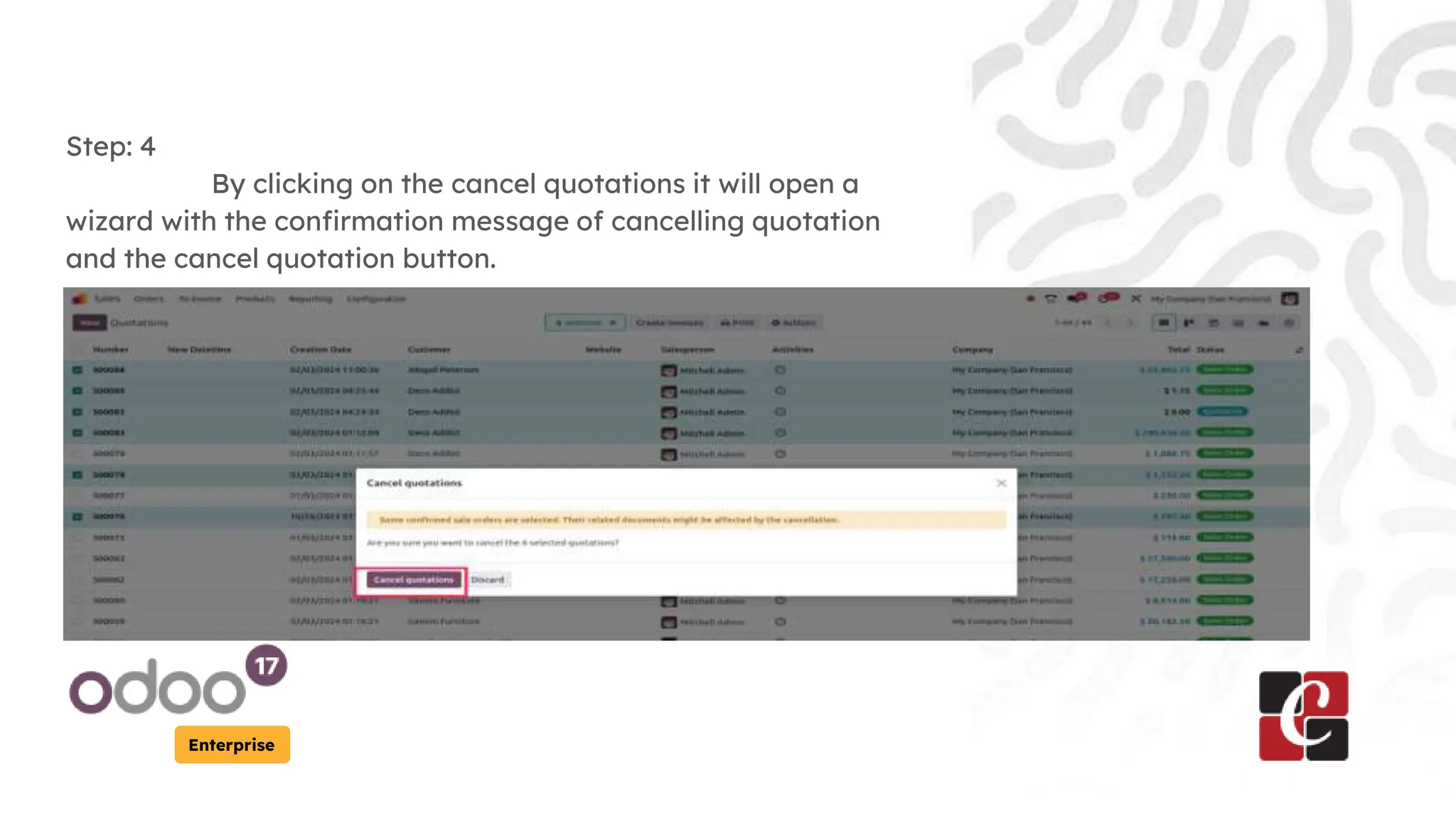 Cancel Quotation from List View in Odoo 17 | PPTX