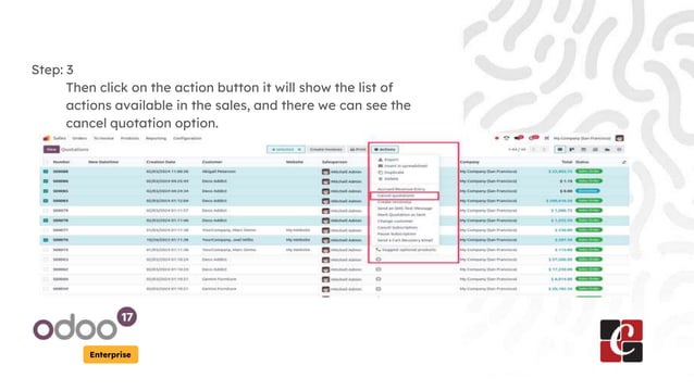 Cancel Quotation from List View in Odoo 17 | PPTX | Technology & Computing