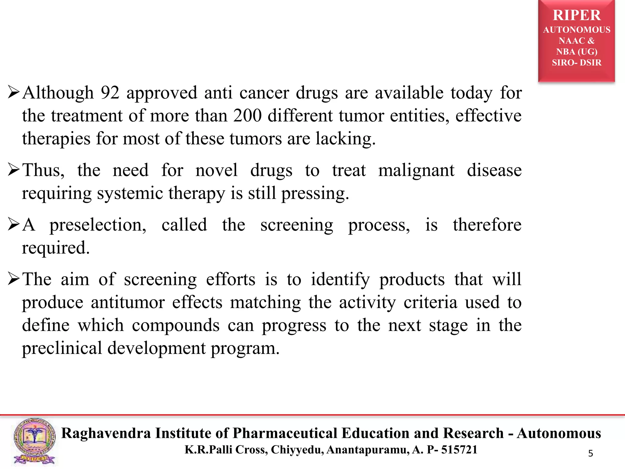 Screening Models Of Anti Cancer Drugs | PPTX